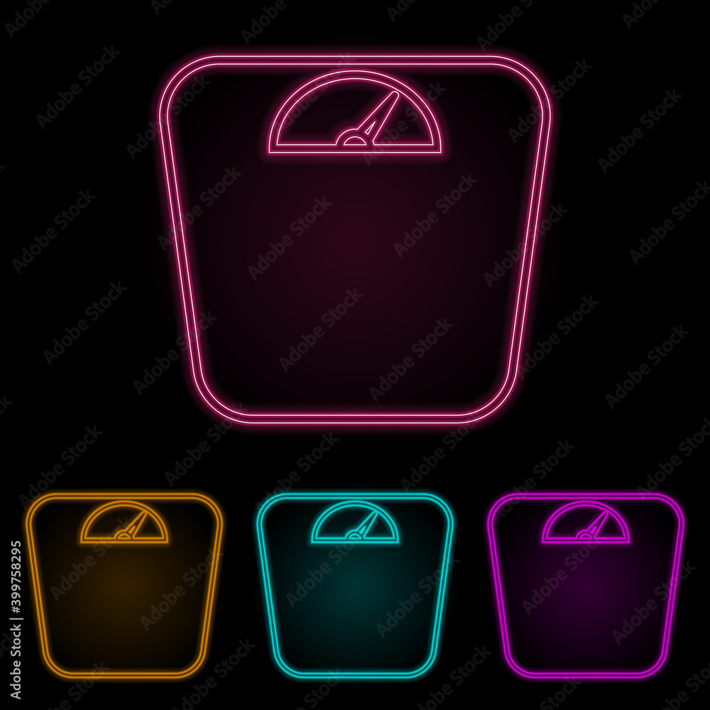 scales color neon set. Simple thin line, outline vector of web icons ...