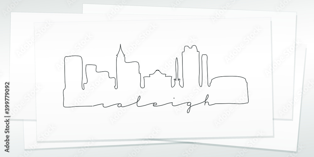 Raleigh, NC, USA Doodle Skyline Hand Drawn. City One Line Art ...