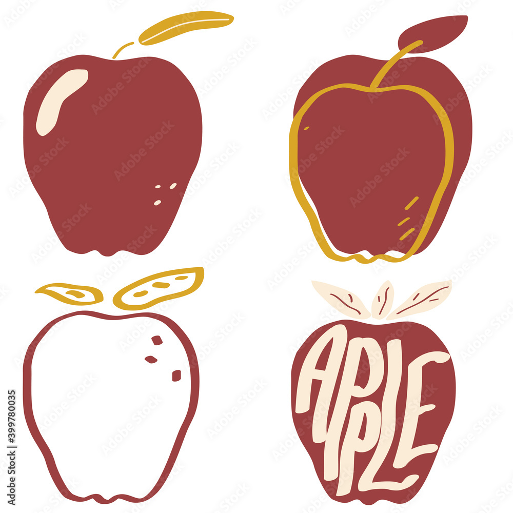 Apple garden fruit modern flat vector illustration, simple and ...