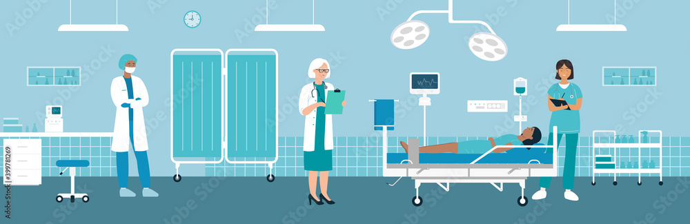 Surgery operating in hospital vector illustration. Cartoon medical ...
