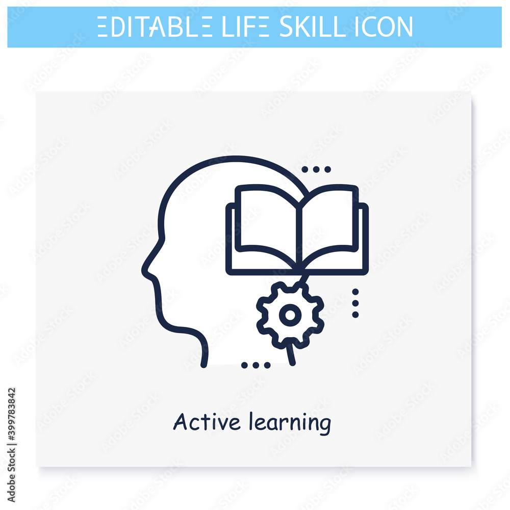 Active learning line icon. Educability, adaptability. Personality ...