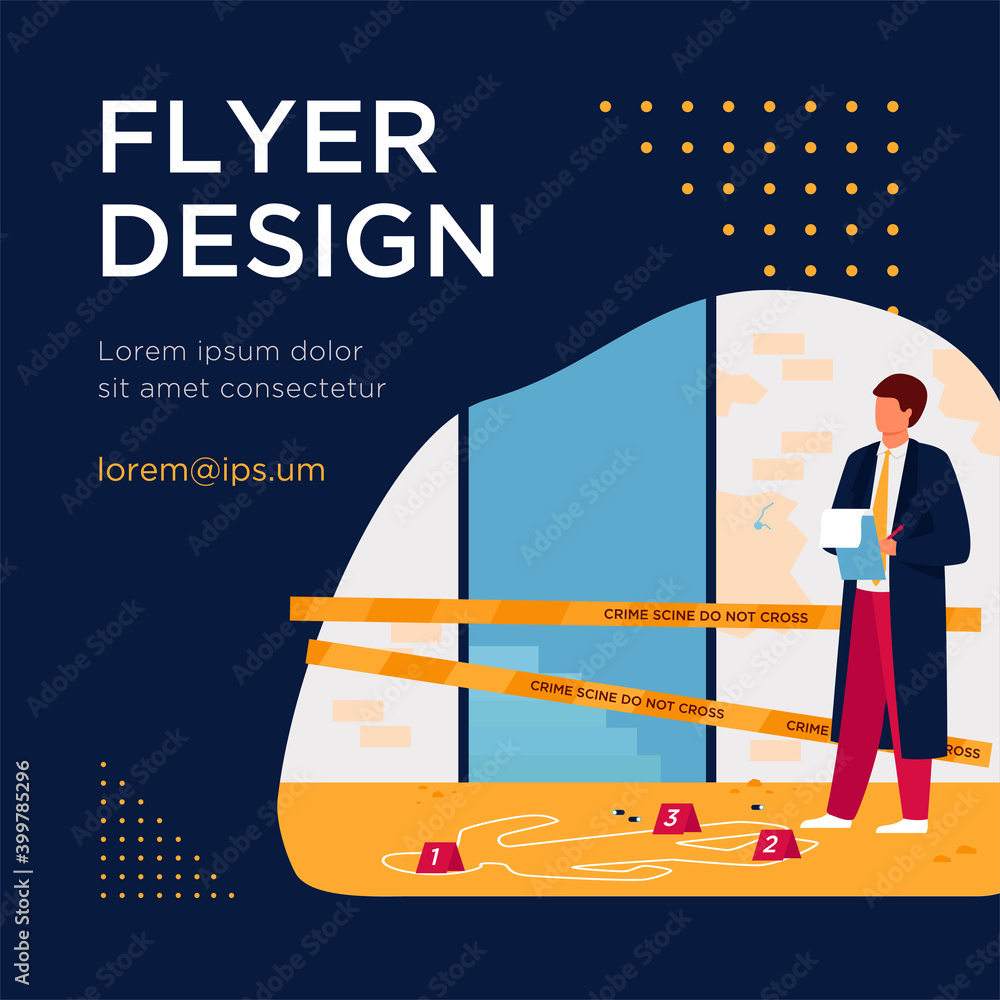 Detective working at crime scene, taking notes, finding evidence at ...