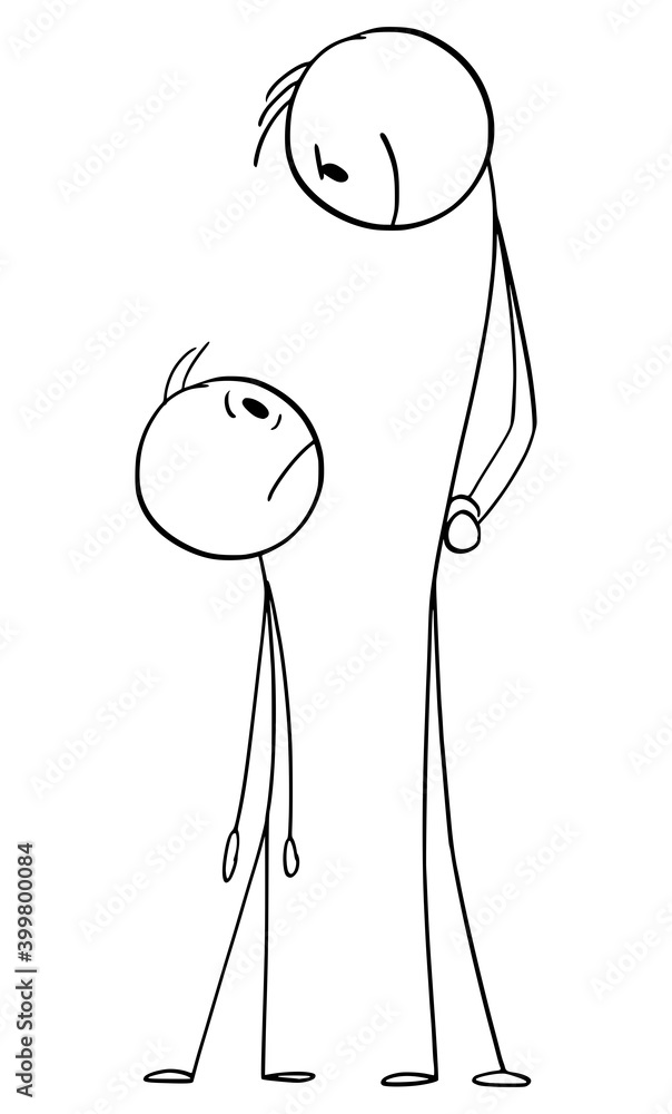 Vector cartoon stick figure illustration of frustrated man looking in ...
