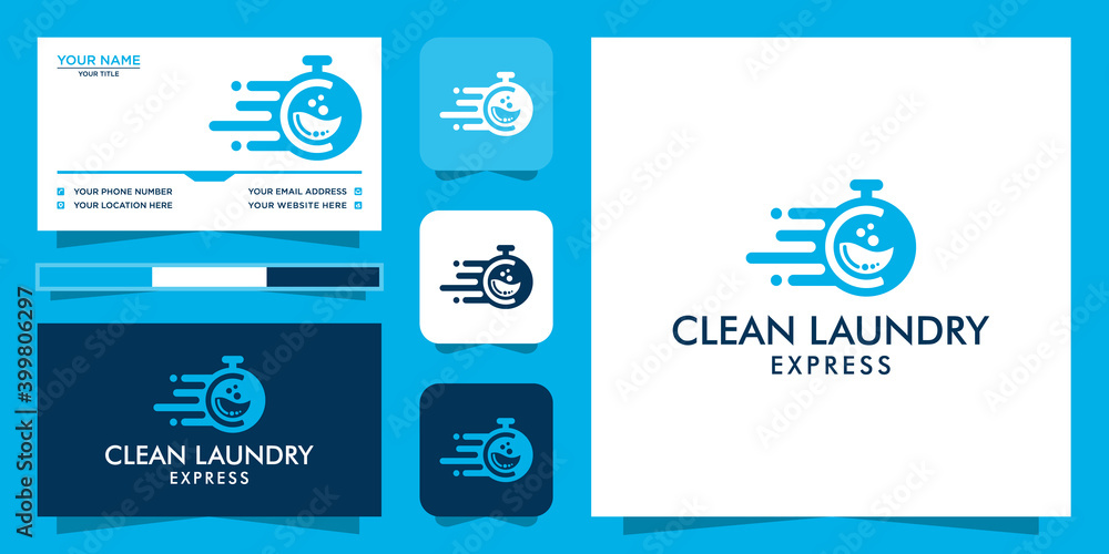 Vecteur Stock Laundry express logo. and business card template | Adobe ...