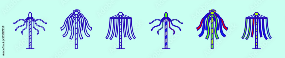 set of maypole cartoon icon design template with various models. vector ...