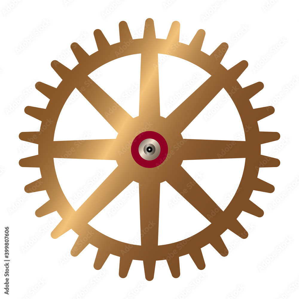Thirty teeth clock gear and with ruby bearing on axle. Vector ...