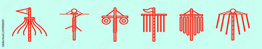 set of maypole cartoon icon design template with various models. vector ...