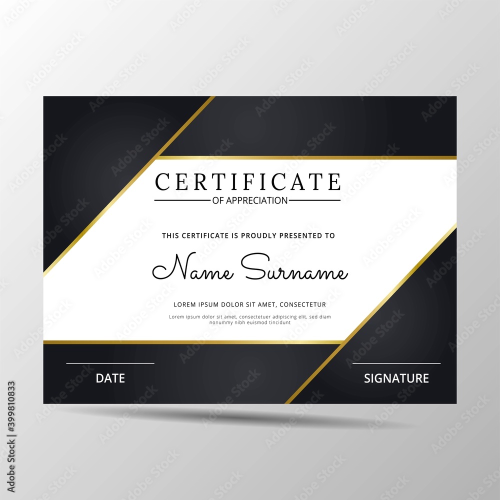 elegant black and gold diploma certificate template. Use for print ...