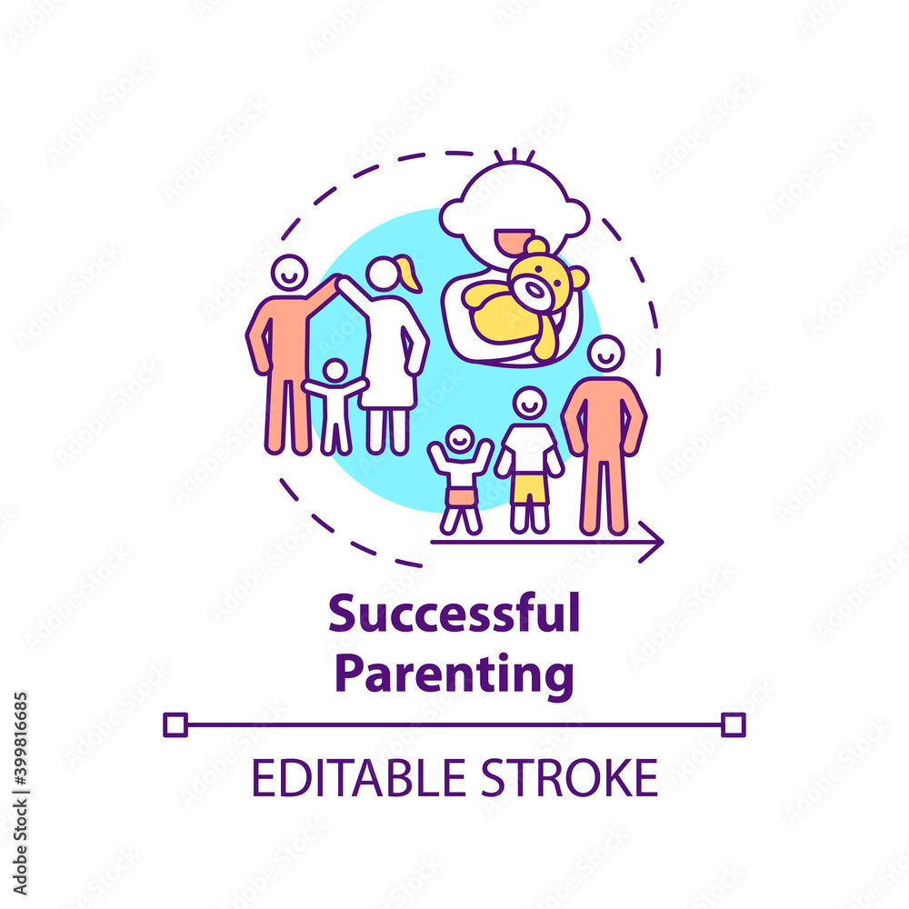 Successful parenting concept icon. Parental responsibilities. Happy kid ...