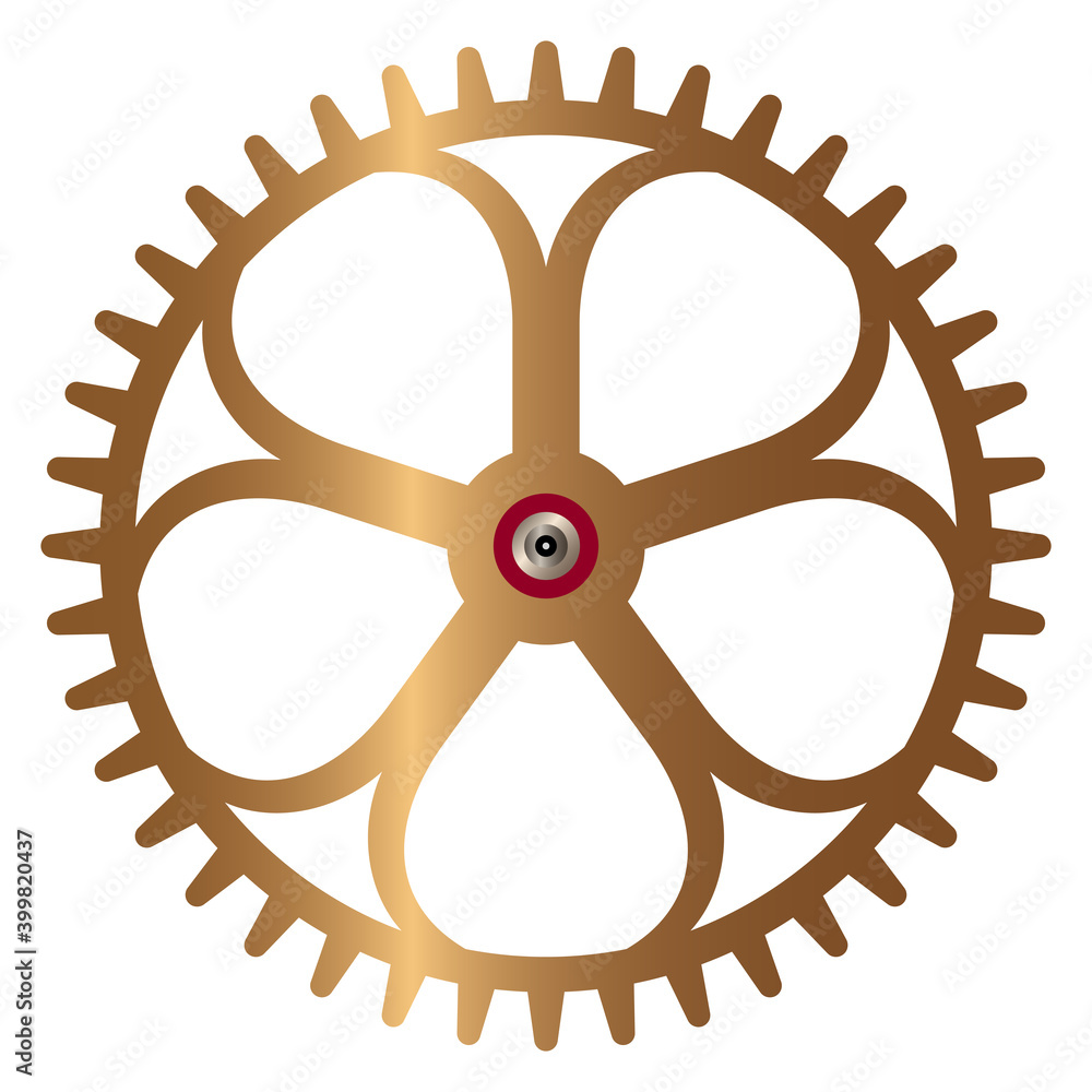 Forty teeth clock gear and with ruby bearing on axle. Vector ...