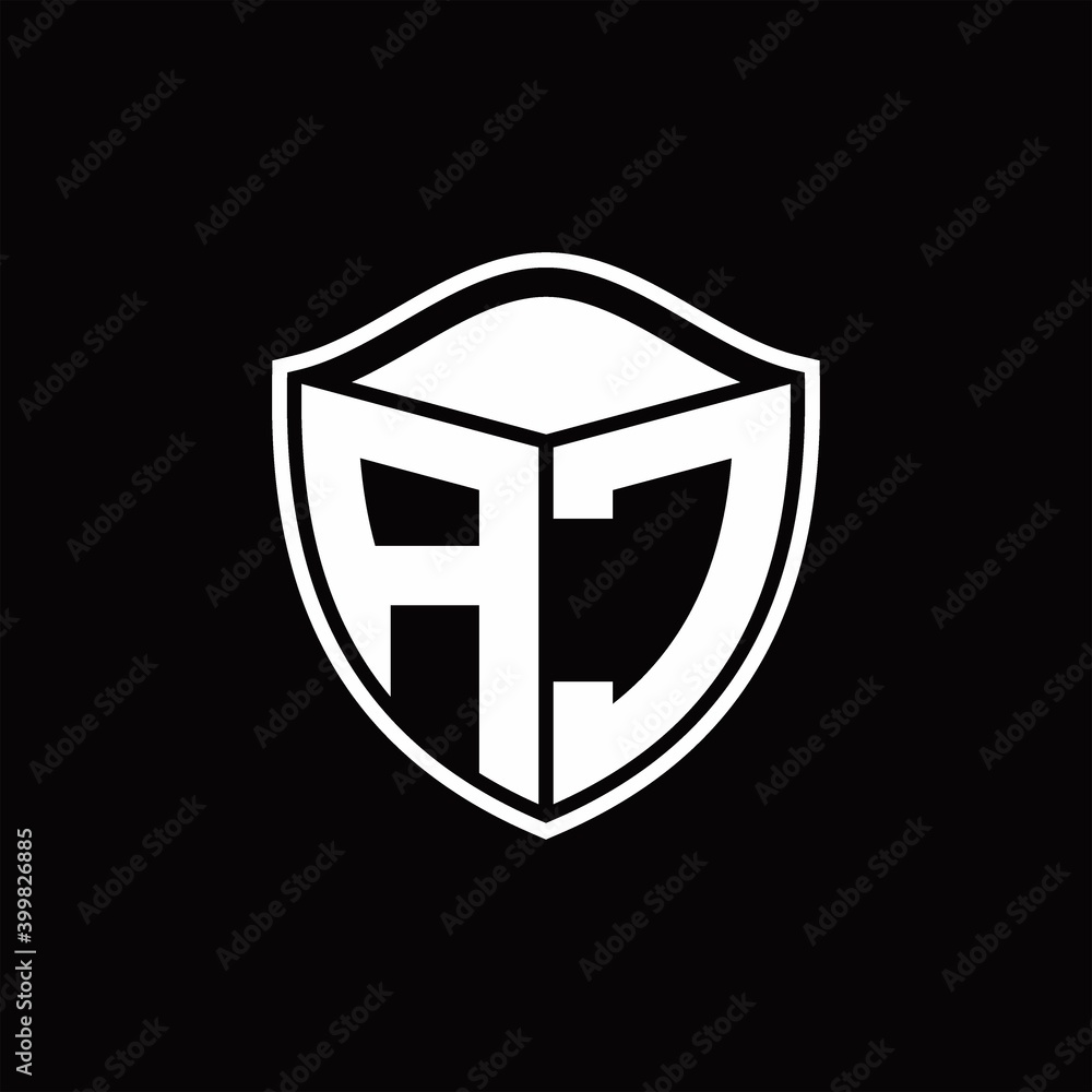 AC Logo monogram shield shape with outline rounded design template ...