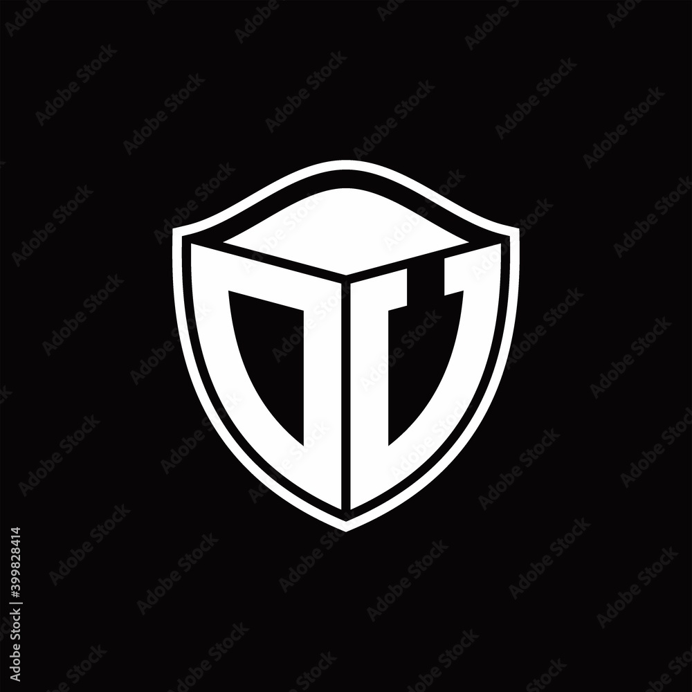 DV Logo monogram shield shape with outline rounded design template ...