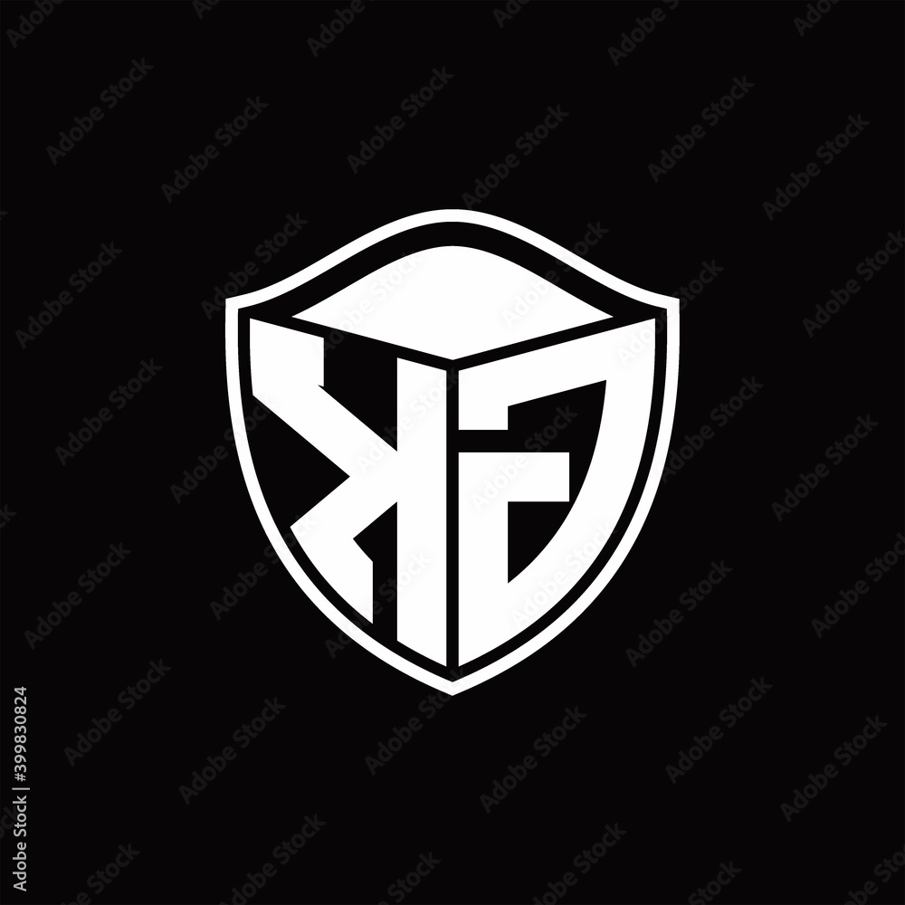 KG Logo monogram shield shape with outline rounded design template ...