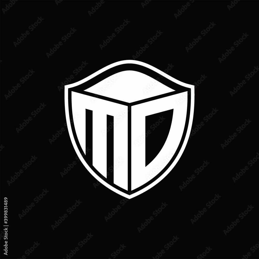 MD Logo monogram shield shape with outline rounded design template ...