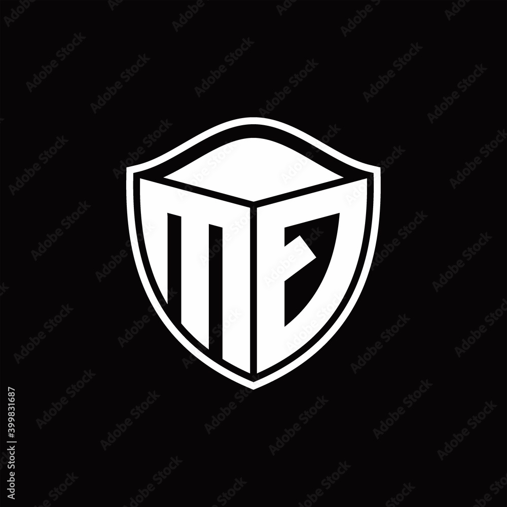 MQ Logo monogram shield shape with outline rounded design template ...