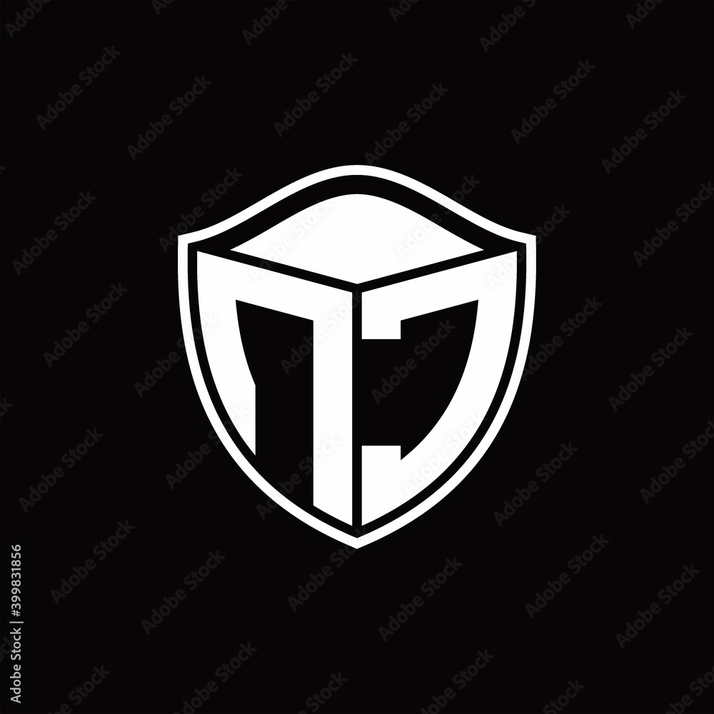 NC Logo monogram shield shape with outline rounded design template ...