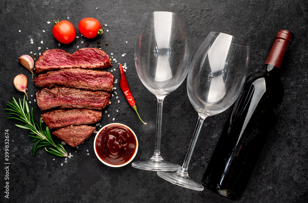 Different degrees of roasting beef steak in the shape of a heart with ...