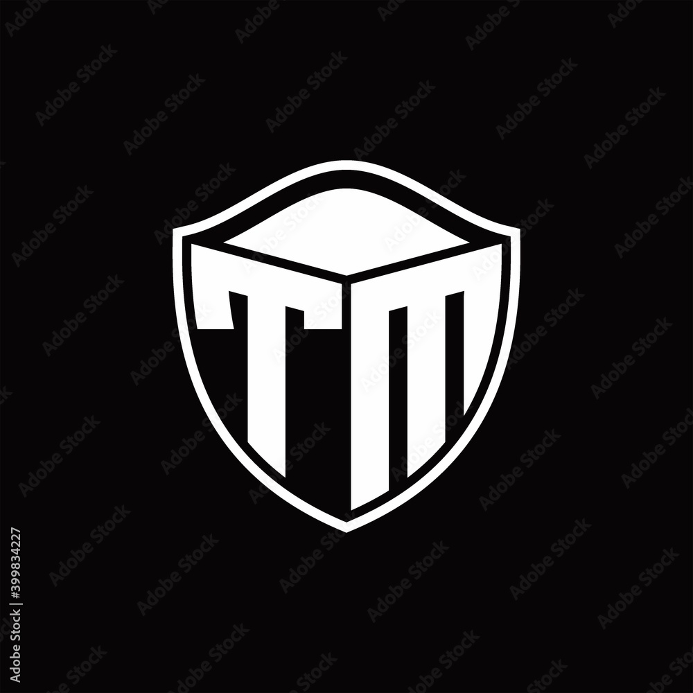 TM Logo monogram shield shape with outline rounded design template ...