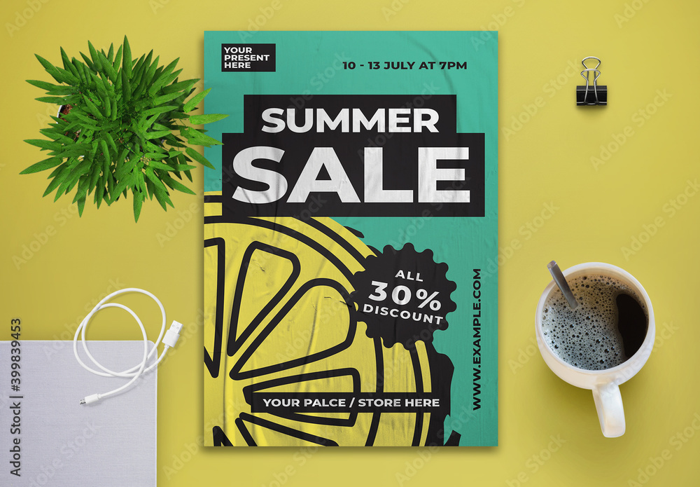 Summer Sale Flyer Layout Stock Template | Adobe Stock