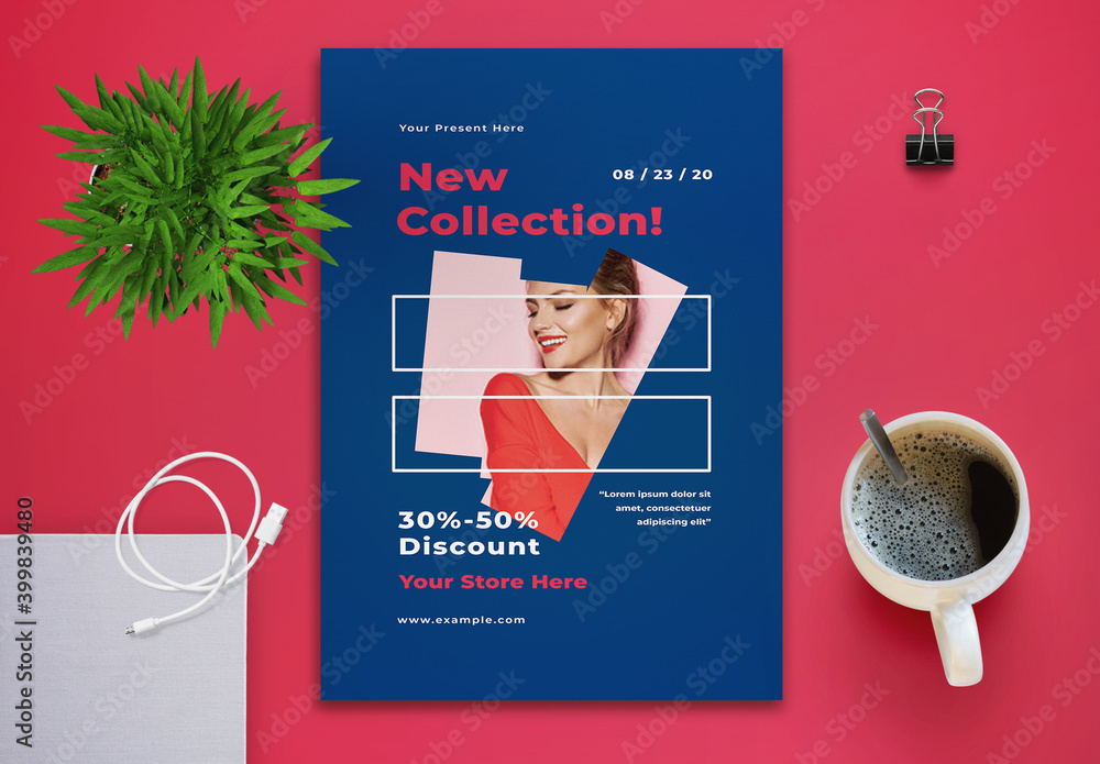 New Fashion Collection Flyer Layout Stock Template | Adobe Stock