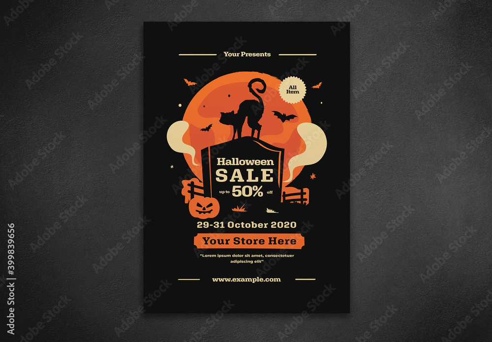 Halloween Sale Flyer Layout Stock Template | Adobe Stock