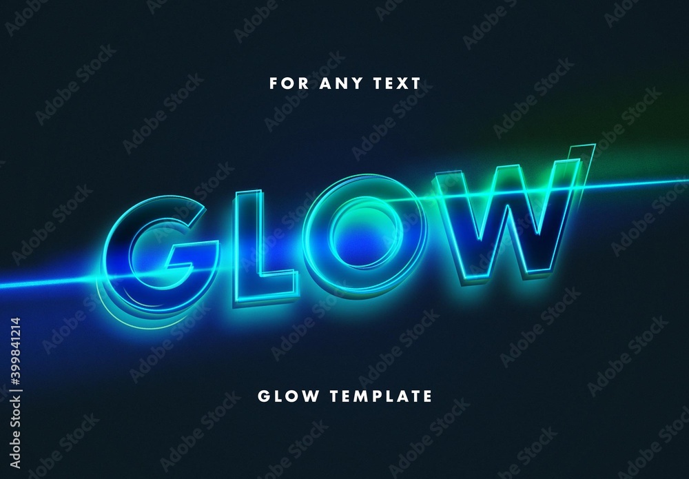 Glowing Outline Text Effect Mockup Stock Template | Adobe Stock