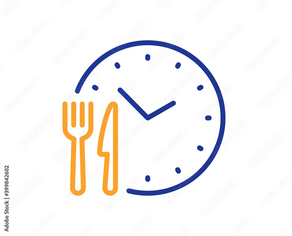 Food time line icon. Meal order clock sign. Restaurant opening hours ...
