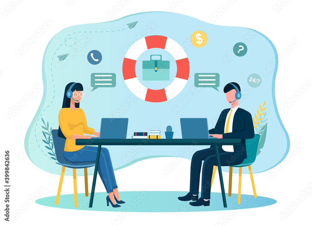 Male and female characters supporting business. Idea of online global ...