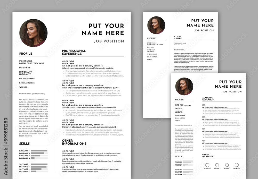 Curriculum Vitae and Cover Letter Layout Stock Template | Adobe Stock