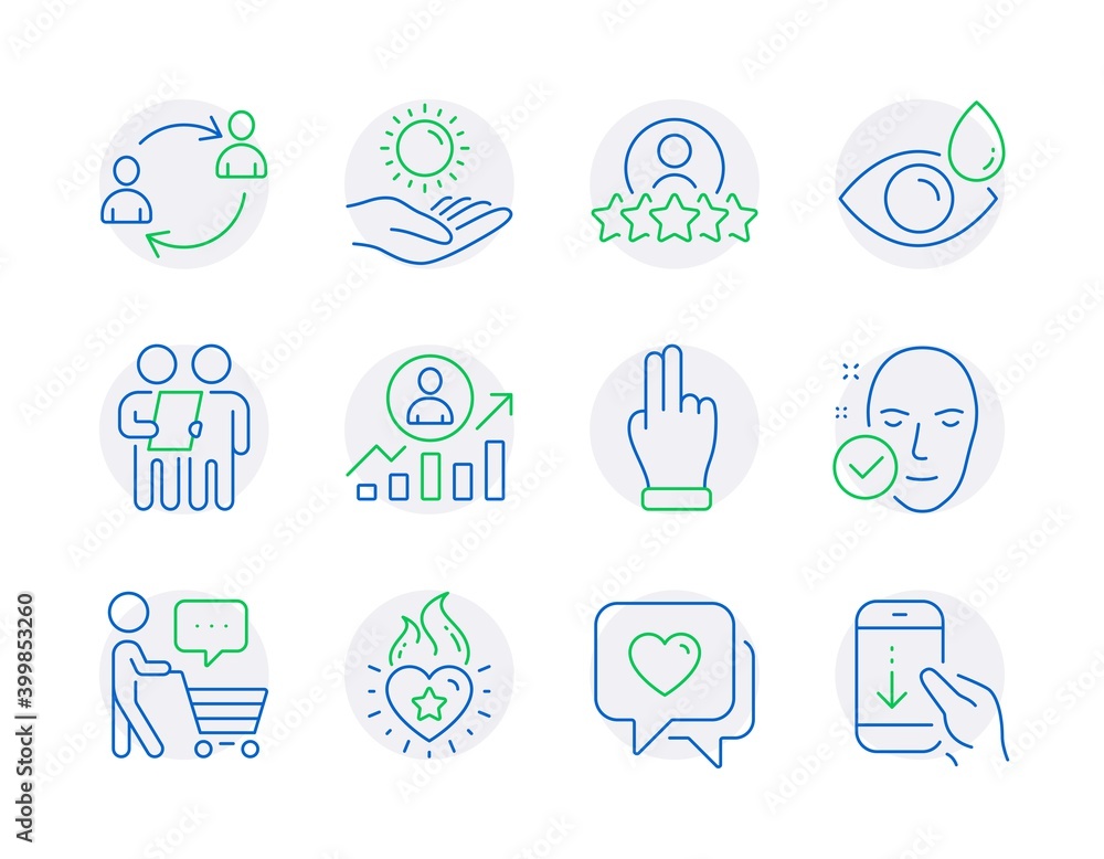 People icons set. Included icon as Career ladder, User communication ...