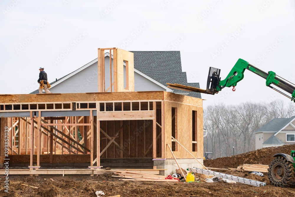 elevator lifting of building materials plywood hydraulic wood Stock ...