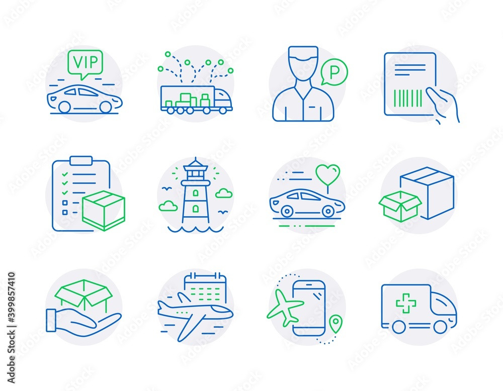 Transportation icons set. Included icon as Flights application ...