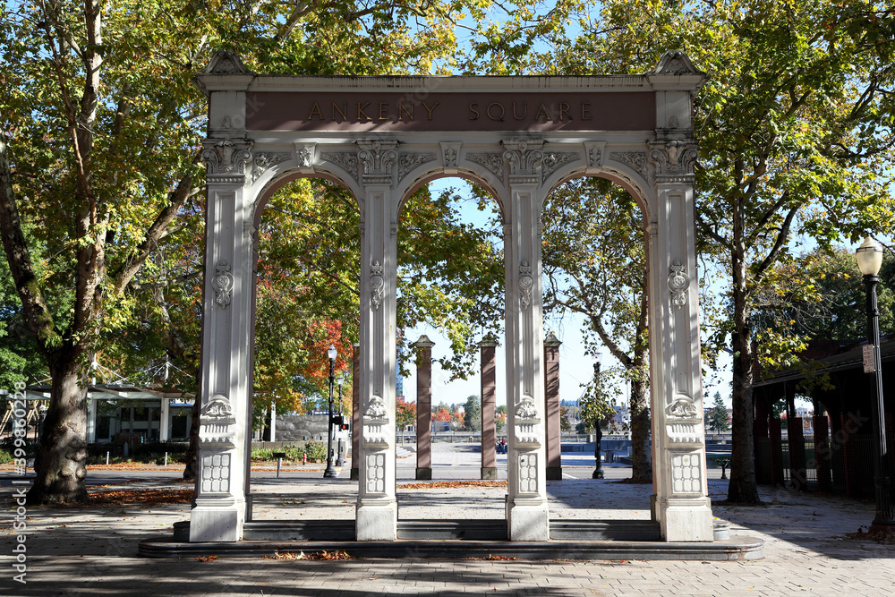 Portland, Oregon: Ankeny Square in downtown Portland Stock Photo ...