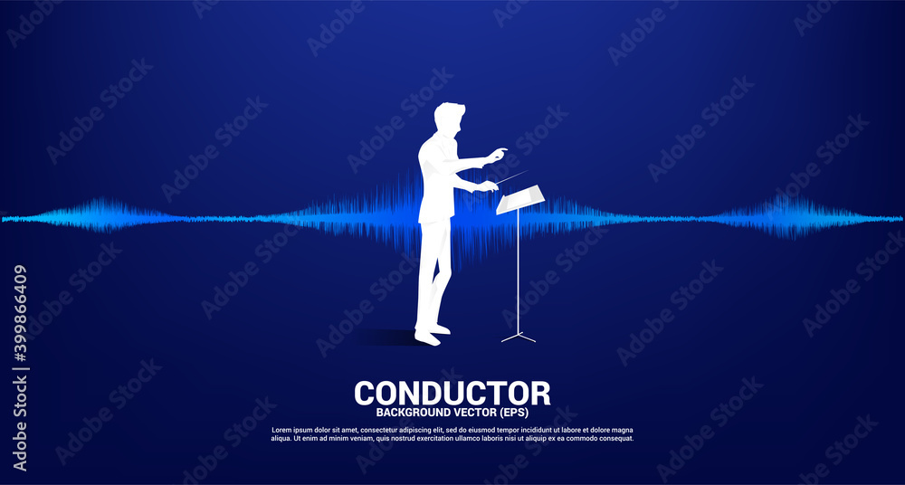 Vector silhouette of conductor with Sound wave Music Equalizer ...