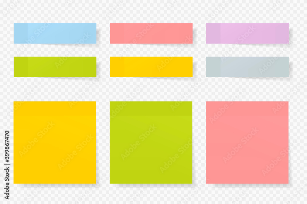 Different color paper stickers vector collection. Advertising mockup ...