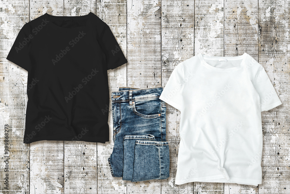 T-shirt mockup template Fashion flat lay product display Stock Photo ...