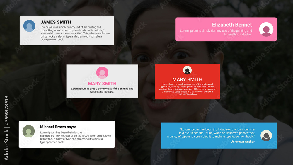 Comment Text Boxes with Avatar Icon Stock Template | Adobe Stock