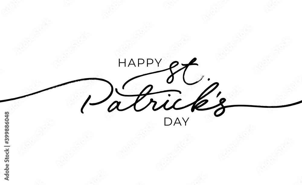 St. Patrick's Day hand drawn line lettering. Modern black vector ...