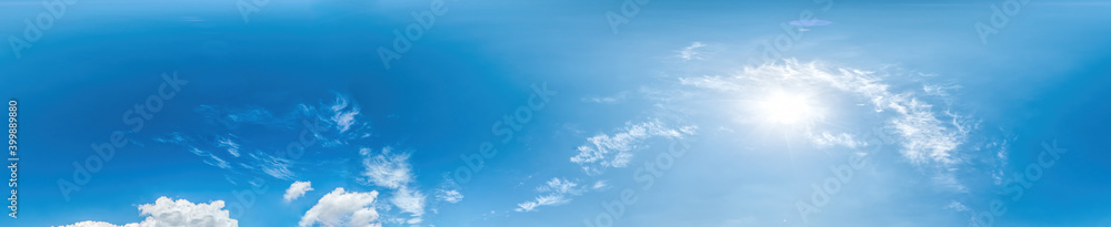 Blue sky with light clouds Seamless panorama in spherical ...