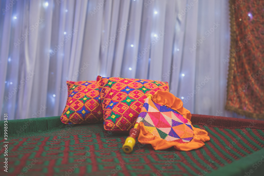 Indian Punjabi Sikh Jago ceremony interiors and decorations Stock Photo ...