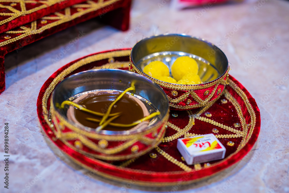 Indian Punjabi Sikh Jago ceremony interiors and decorations Stock Photo ...
