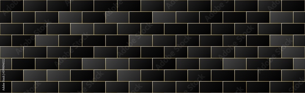 gold and black gradient color brick seamless pattern background, line ...