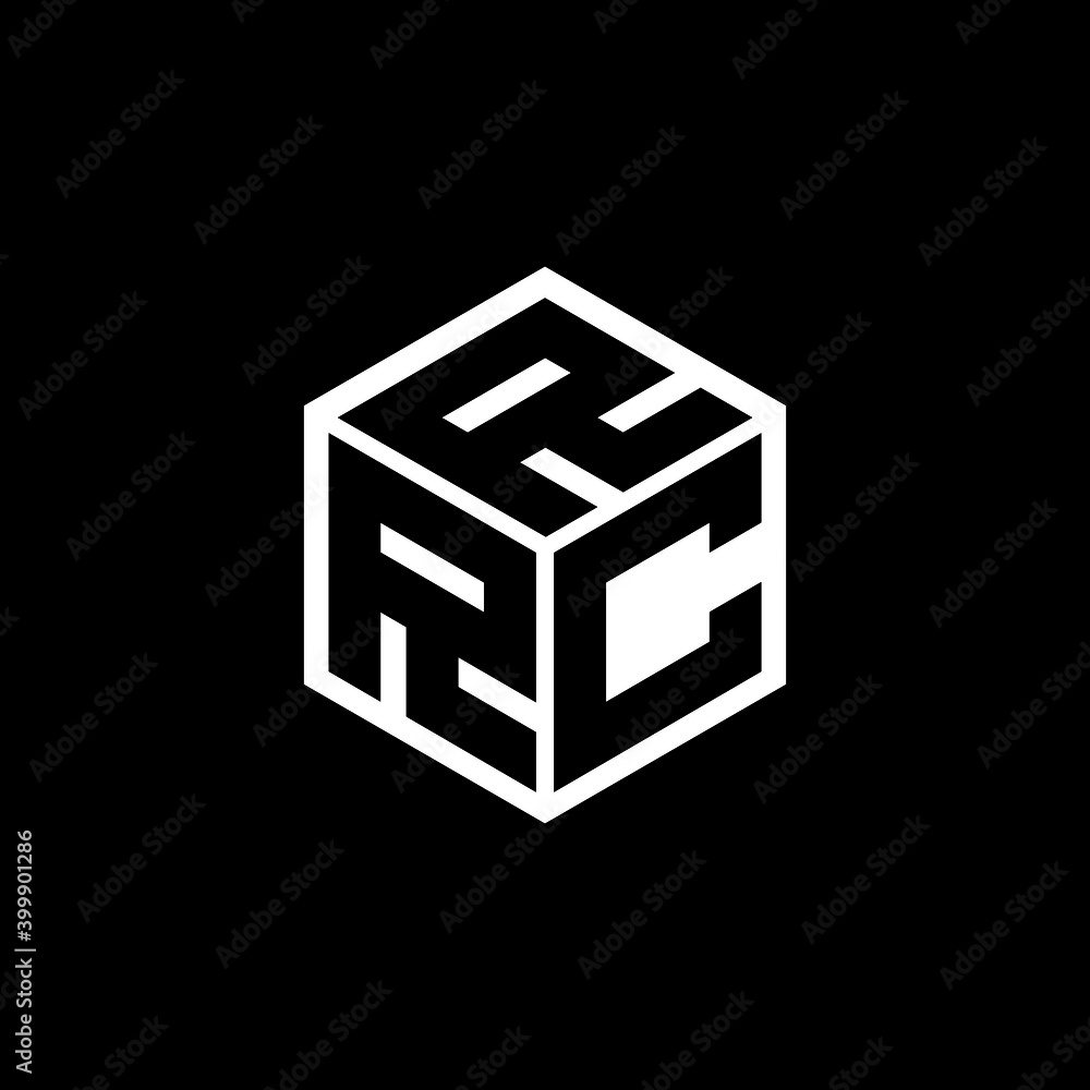 RCR letter logo design with black background in illustrator, cube logo ...