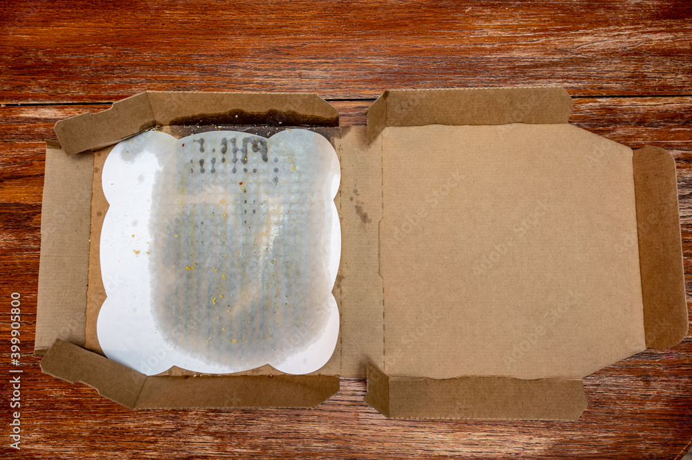 Poster Food contaminated nonrecyclable cardboard pizza box – Wall Art ...