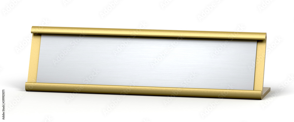Golden and silver table top desk name plate for office isolated on ...