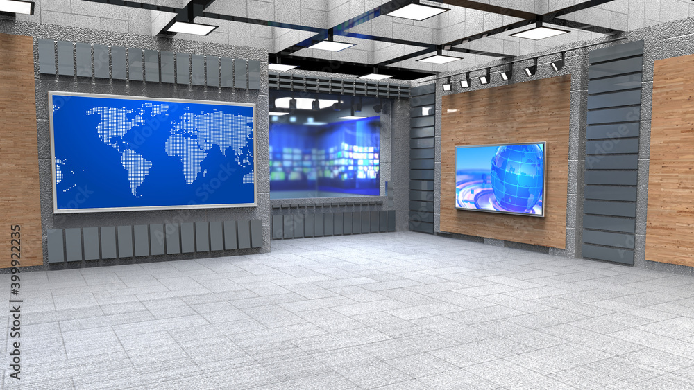 Backdrop For TV Shows .TV On Wall.3D Virtual News Studio Background, 3d ...
