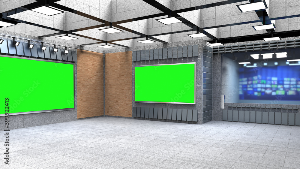 Backdrop For TV Shows .TV On Wall.3D Virtual News Studio Background, 3d ...