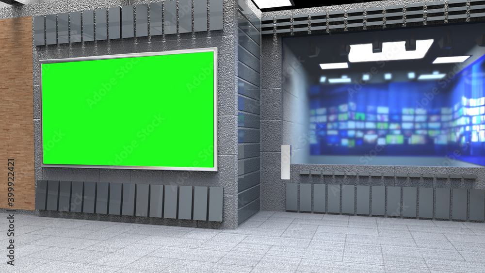Backdrop For TV Shows .TV On Wall.3D Virtual News Studio Background, 3d ...