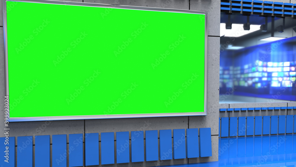 Backdrop For TV Shows .TV On Wall.3D Virtual News Studio Background, 3d ...