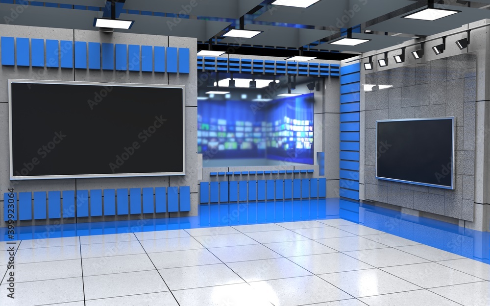 Backdrop For TV Shows .TV On Wall.3D Virtual News Studio Background, 3d ...